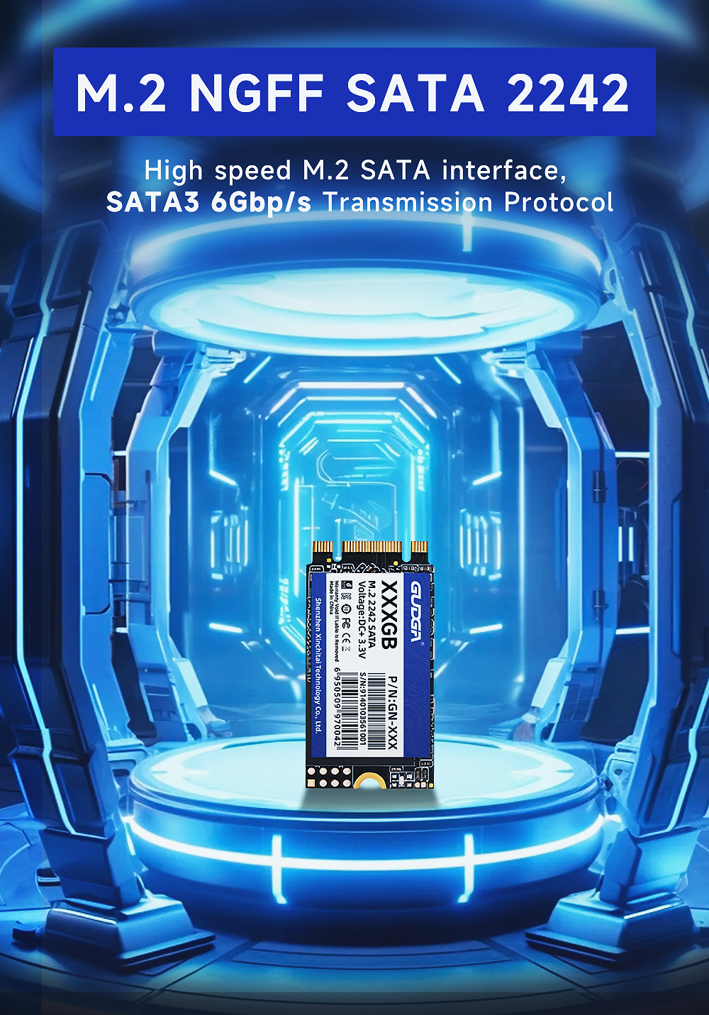 Gudga SSD M2 SATA 22X42 มม.M.2 NGFF SATA SSD 64GB 128GB 256GB 512GB ภายใน Solid Hard State Drive ...