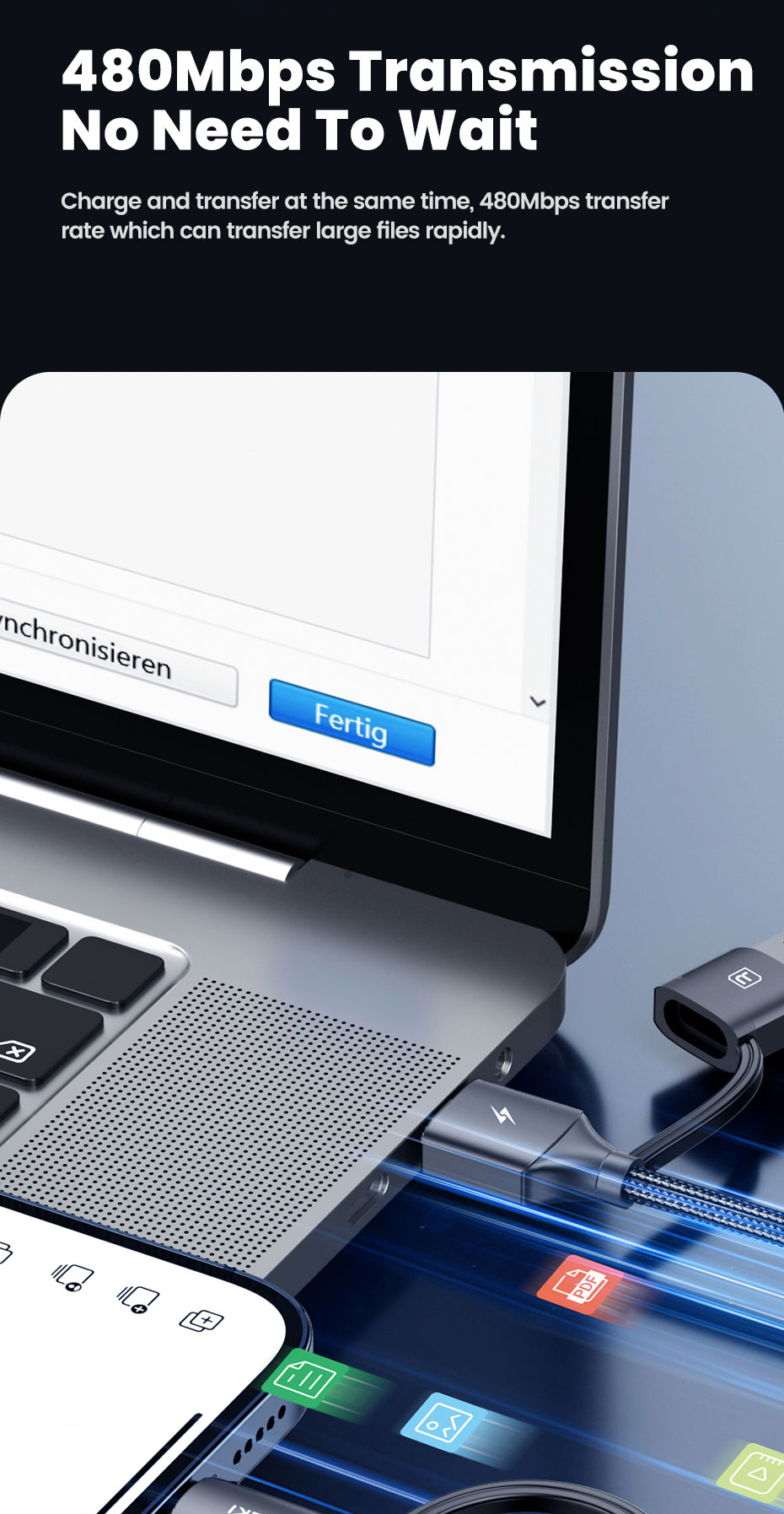 Toocki 4 In 1 USB To Type C/1OS Fast สายชาร์จสมาร์ทจอแสดงผลดิจิตอลสําหรับ Type C USB C ข้อมูล ...