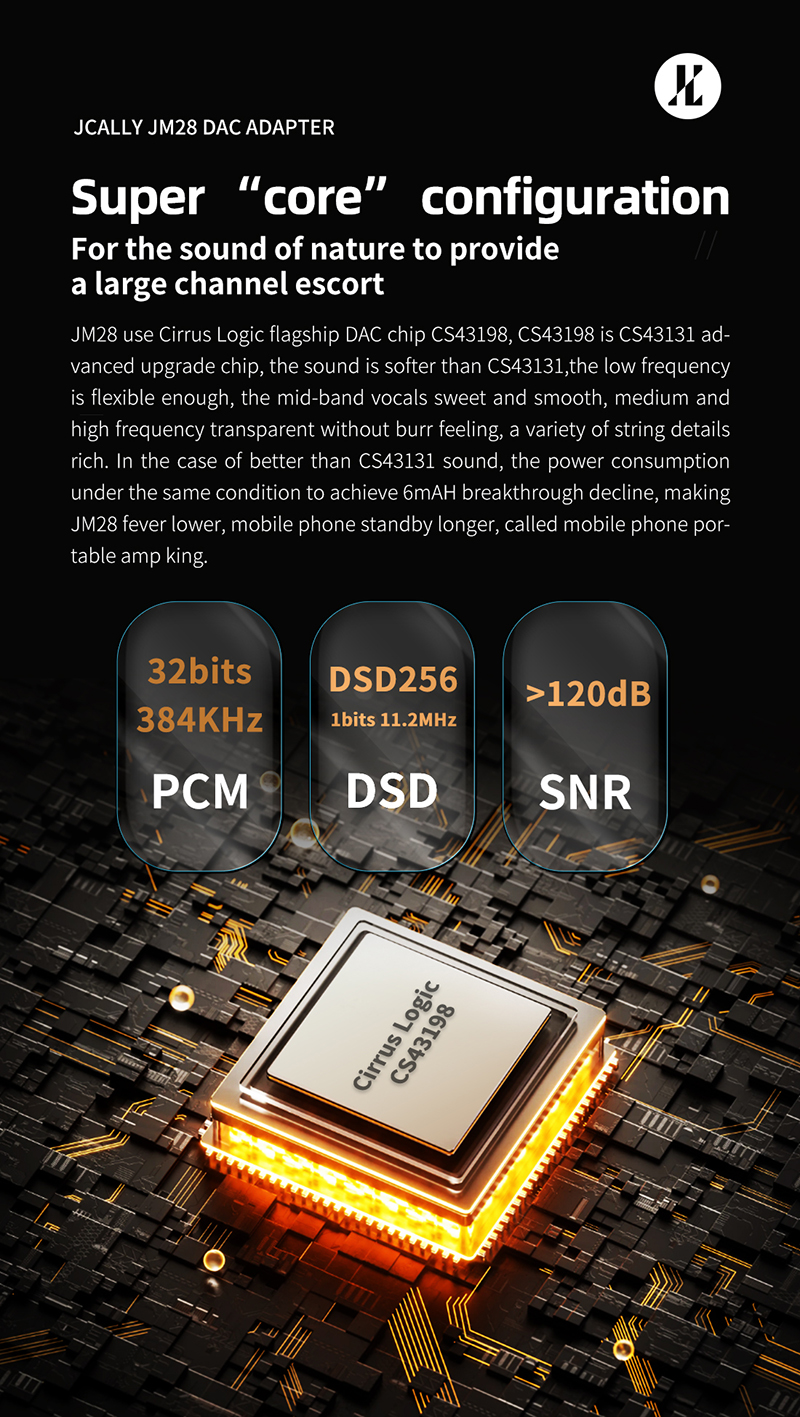 Jcally JM28 Cirrus Logic CS43198 ชิปแบบพกพา DAC Decoder Type-C ถึง 3.5 หูฟังอะแดปเตอร ์ DSD256 ...