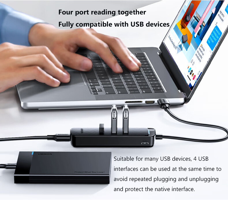 Ugreen USB Hub 3.0 Hub Ultra Mini 4 พอร ์ ต USB 3.0 / ประเภท C Splitter ...