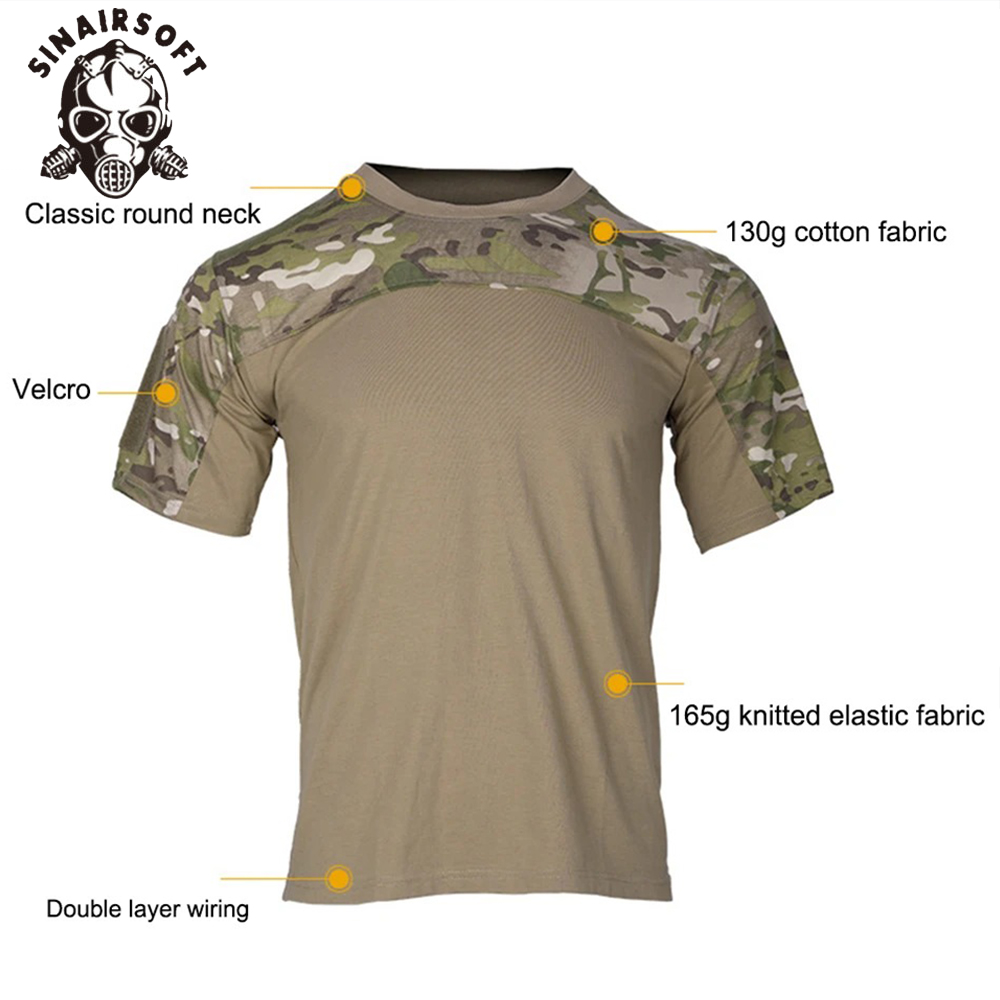 Sinairsoft Tactical Short Sleeved Camouflage เสื้อยืดผู้ชายกีฬากลางแจ้ง ...