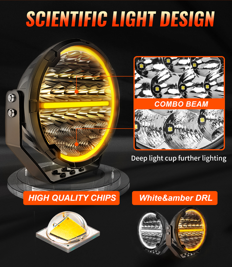 MGLLIGHT ไฟสปอตไลท์ Led 200W 9 นิ้ว ทรงกลม 4WD 4x4 สําหรับรถบรรทุก รถ ...