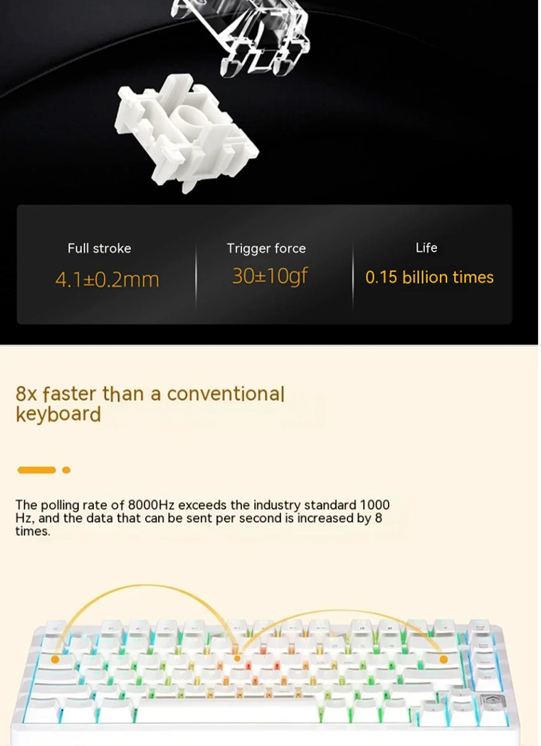 Irok ND75 Esports คีย์บอร์ดแกนแม่เหล็กแบบมีสายโหมดเดียวปุ่มกดโปร่งแสง ...