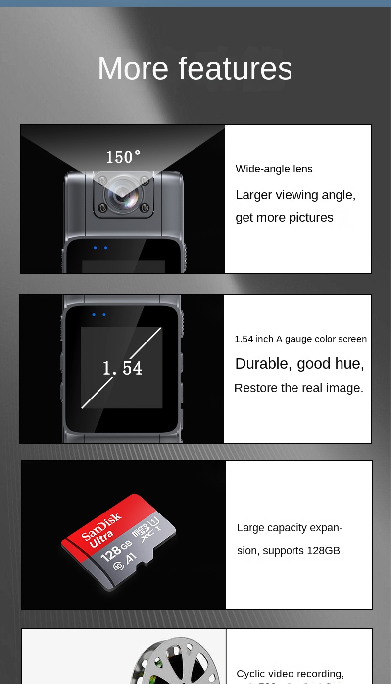 L11 2K Action กล้อง IR Night Vision Body กล้องบันทึกวิดีโอการเฝ้าระวัง ...