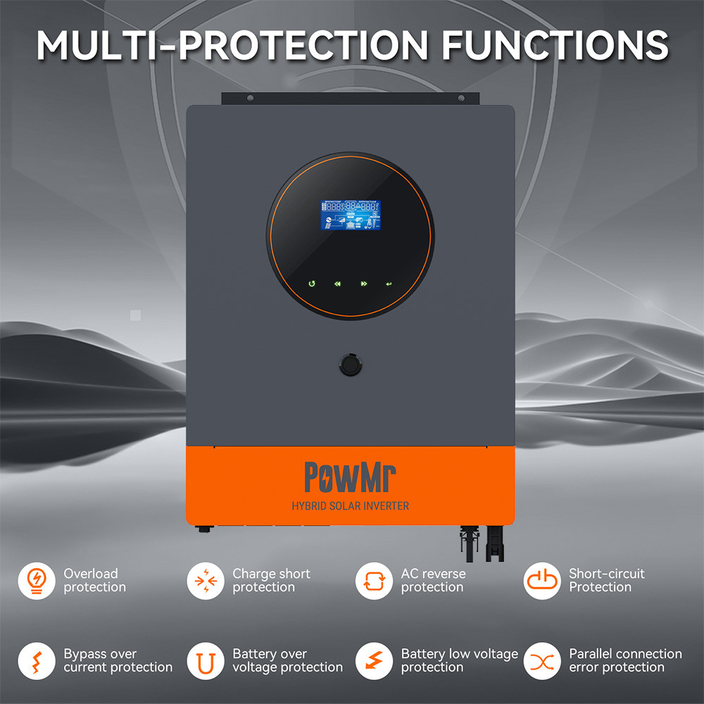 PowMr 6.2KW Off-Grid Hybrid Solar Inverter 48V MPPT Solar Charger Controller 500VDC Hybrid ...