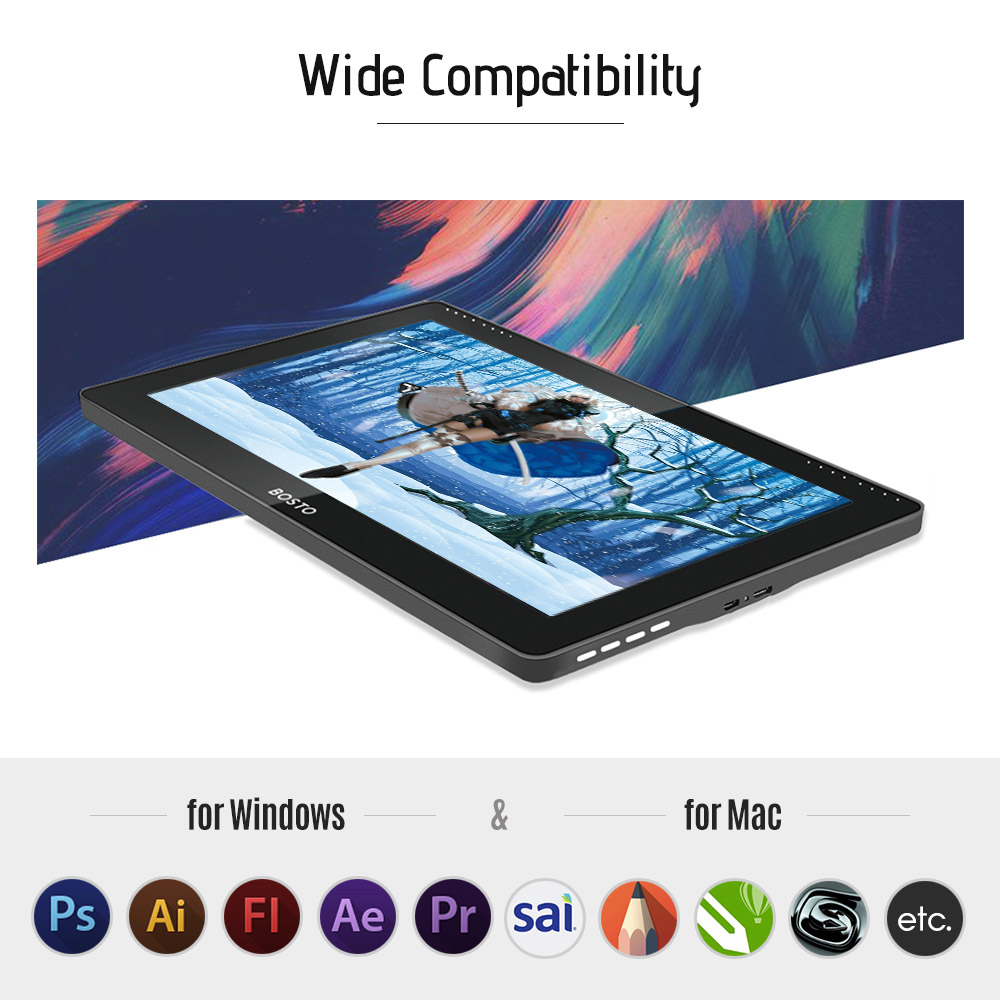 RCC BOSTO 16HD 15.6 Inch IPS Graphics Drawing Tablet Display Monitor 1920 * 1080 High Resolution ...