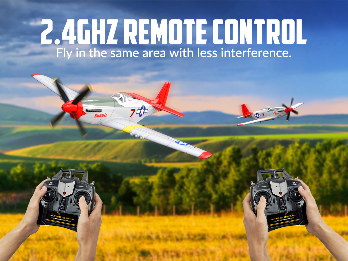 VOLANTEXRC rc plane 2.4G 4CH 6Axis Gyro Mustang P51D EPP 400mm Wingspan ...