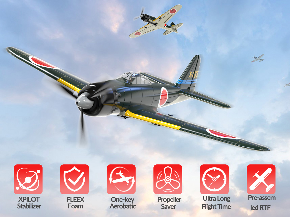 VOLANTEXRC RC Plane A6M Zero RC Aircraft EPP 400mm Wingspan 2.4G 6-Axis ...