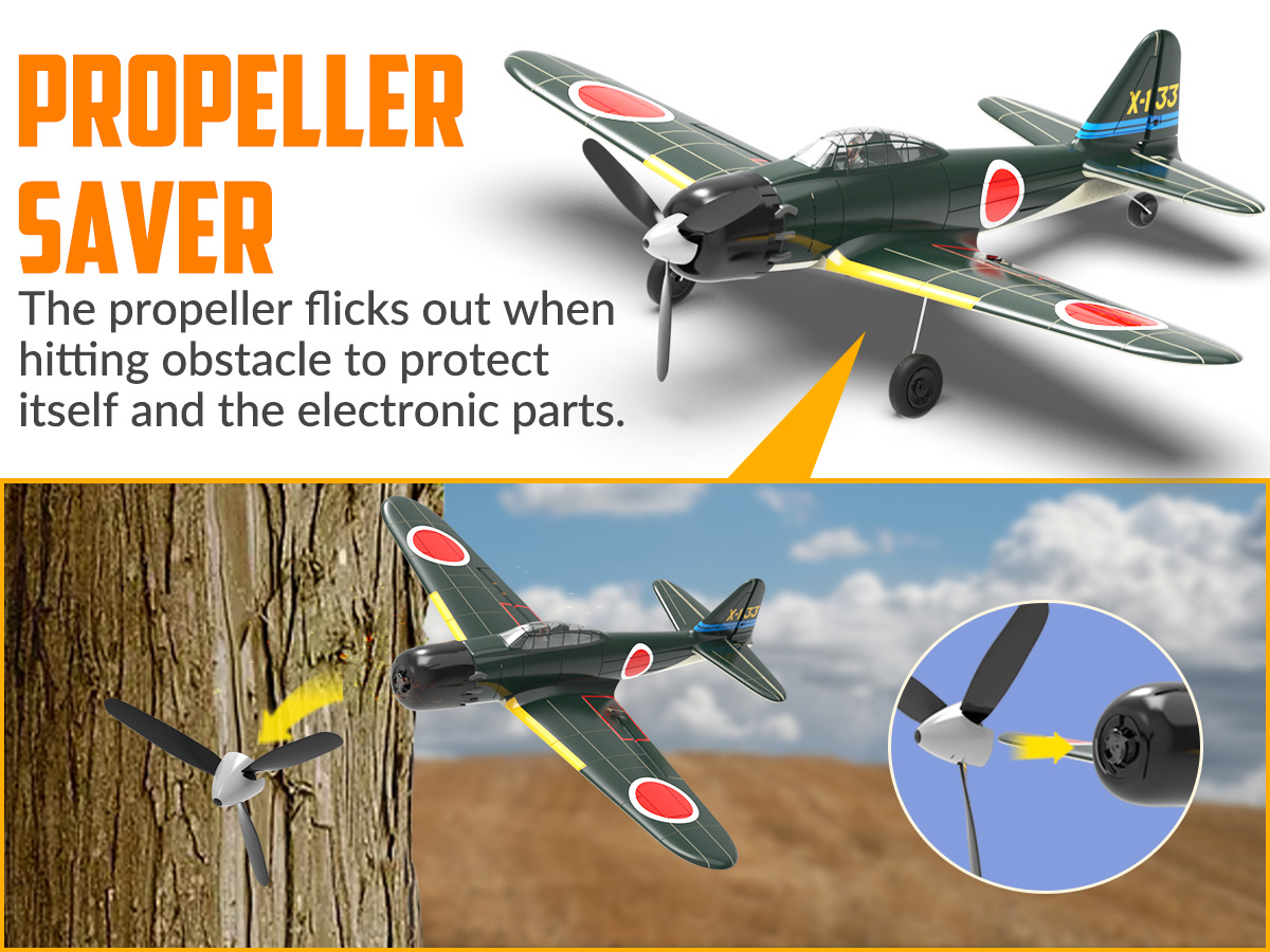 VOLANTEXRC RC Plane A6M Zero RC Aircraft EPP 400mm Wingspan 2.4G 6-Axis ...