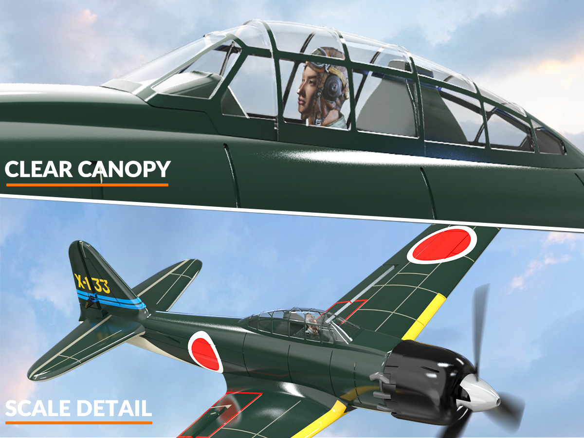 VOLANTEXRC RC Plane A6M Zero RC Aircraft EPP 400mm Wingspan 2.4G 6-Axis ...