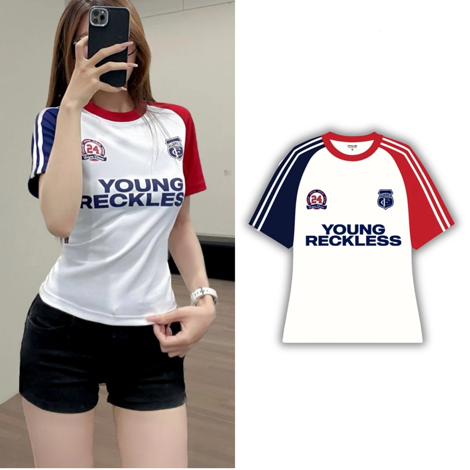เสื้อยืดผสมฟุตบอล ffclub แบรนด์ท้องถิ่นเทรนด์ร้อนรุ่นร่างกายย์กีฬาผสม ...