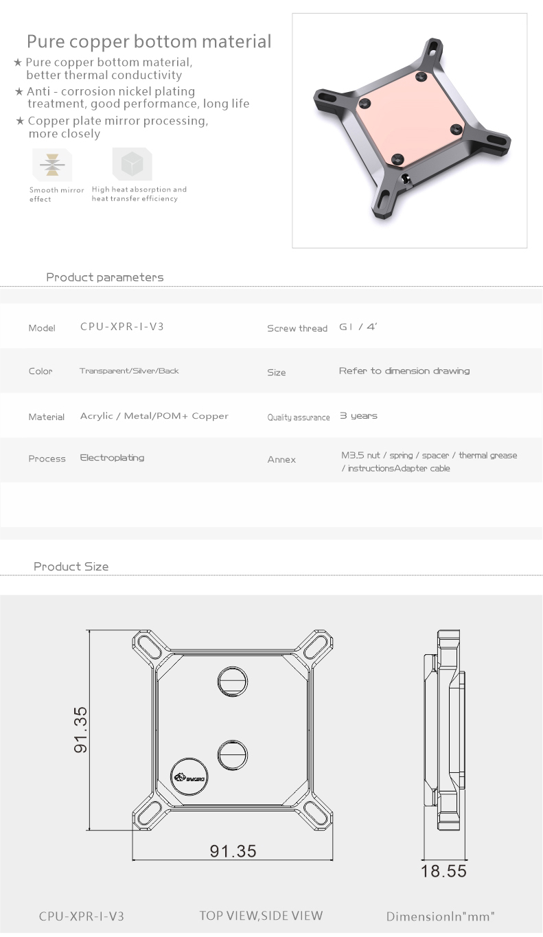 Bykski CPU Block ใช้สําหรับ INTEL LGA115X 1200 1700 2011/AMD Ryzen 3/5/7 X470 X570 Water Cooler ...