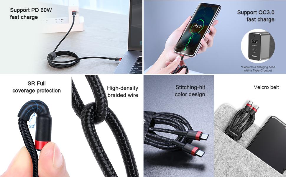 Baseus สายชาร์จเร็ว Type C to Type C l PD2.0 l 60W/100W รุ่น cafule Cable flash charging data ...