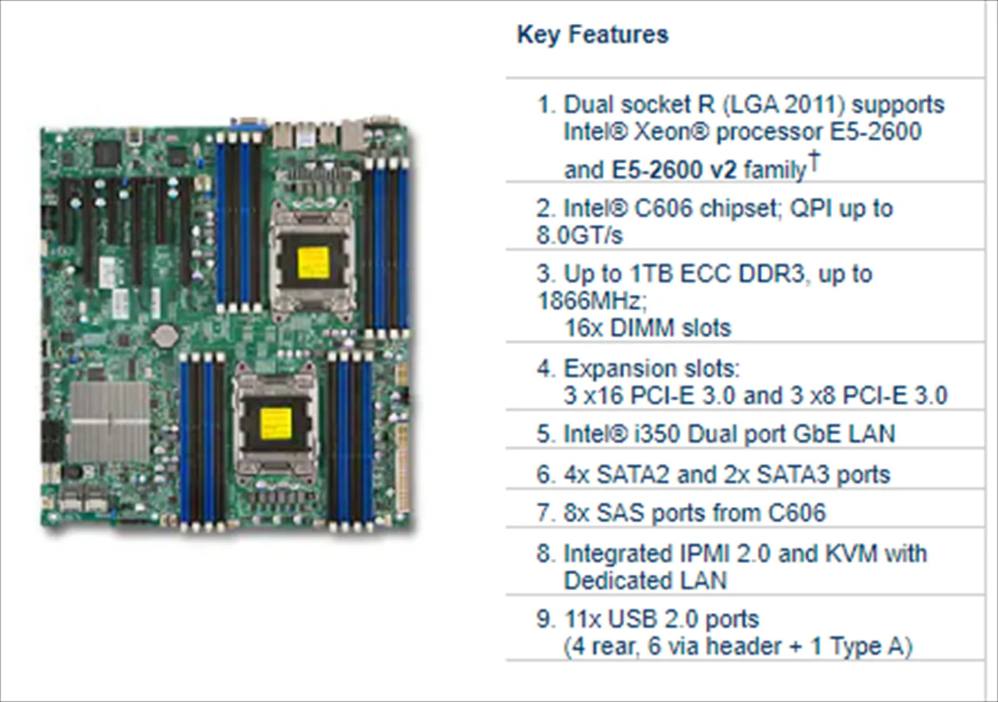Supermicro X9DR3-F X79 เมนบอร์ด C602 ชิปเซ็ตรองรับ NVME PCI-E แยก Dual ...