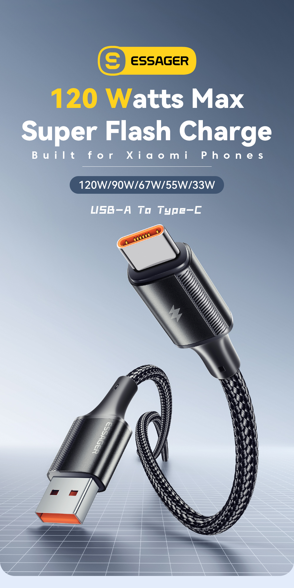 Essager 120W สาย Usb Type C สําหรับสายชาร ์ จเร ็ ว xiaomi 6A | Shopee ...