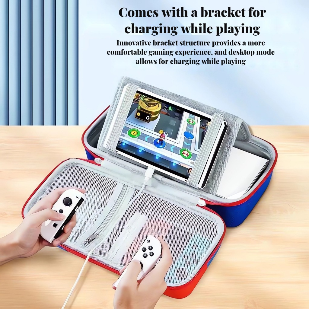 กระเป๋าเคสแข็ง ขนาดใหญ่ แบบพกพา พร้อมขาตั้ง สําหรับ Nintendo Switch OLED 10 Game Card Case ...