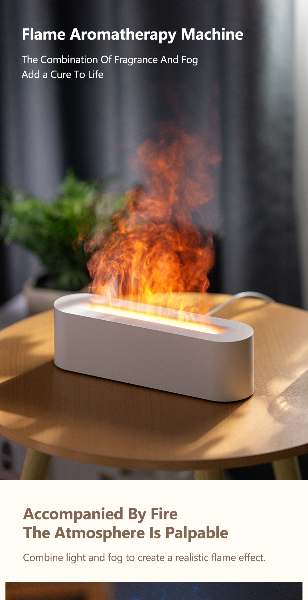 Flame Aromatherapy Humidifier 150mL Type-C Power Supply, พร ้ อมไฟสีสัน ...