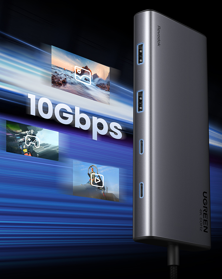 Ugreen 4K60Hz Triple Display HUB 13Ports/8 พอร ์ ต 10Gbps 2X UBS-A +2X ...