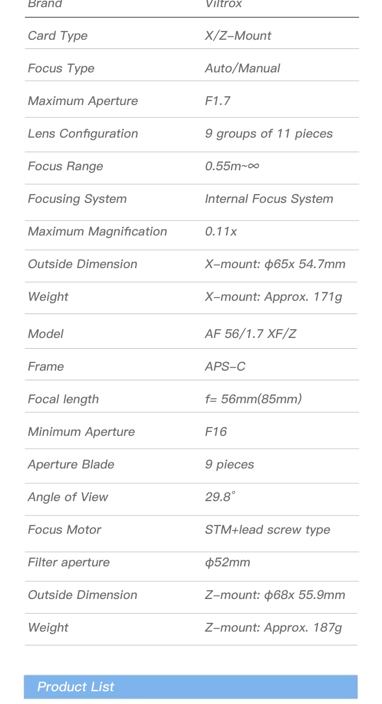 Viltrox AF 56mm F1.7 APS-C เลนส ์ น ้ ําหนักเบารูรับแสงขนาดใหญ ่ สําหรับ Fuji X Mount สําหรับ ...