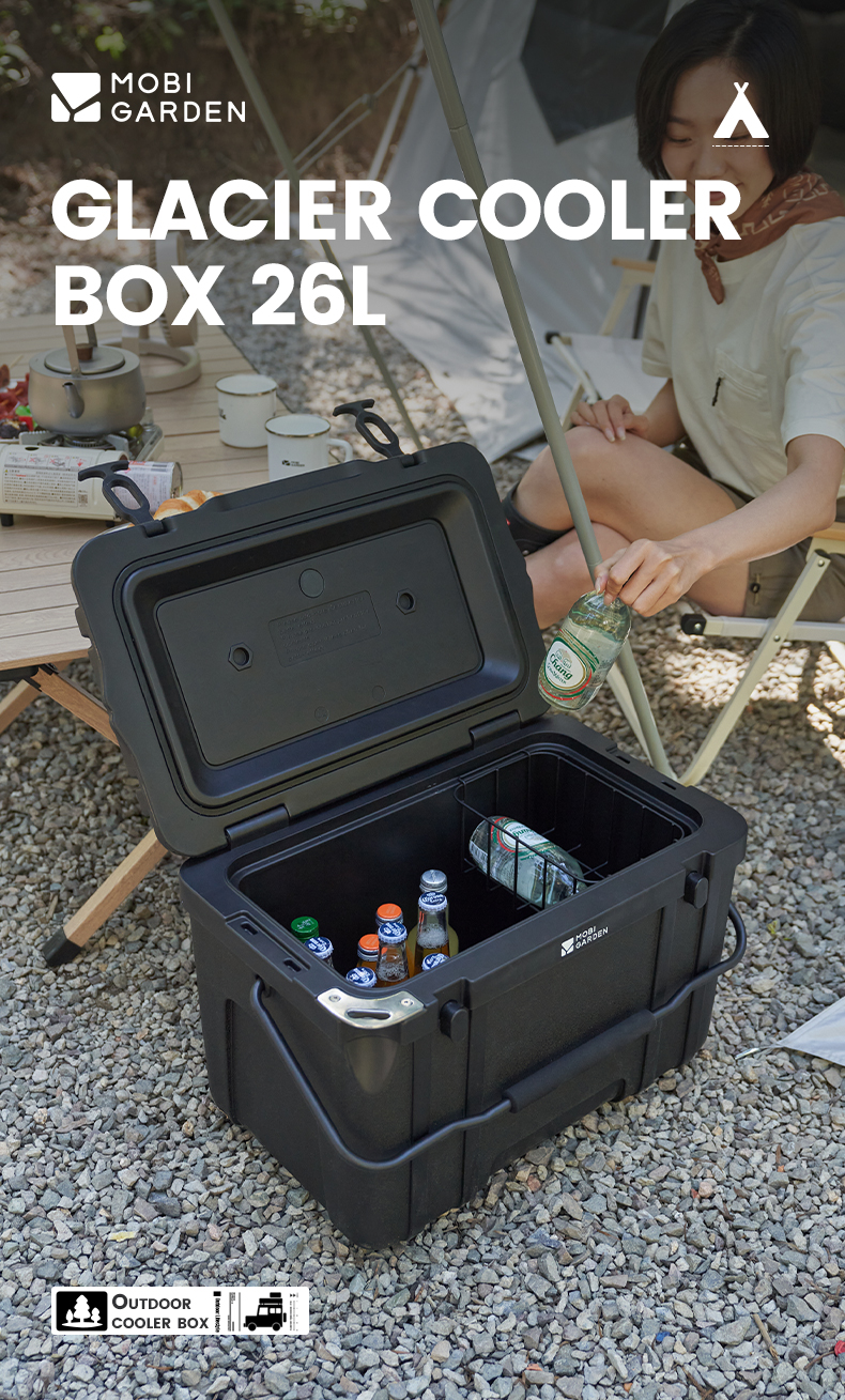 Mobi GARDEN Camping Cooler Box Ice อัพเกรดพร้อมตะกร้าเก็บ 26L รถแบบพกพา ...