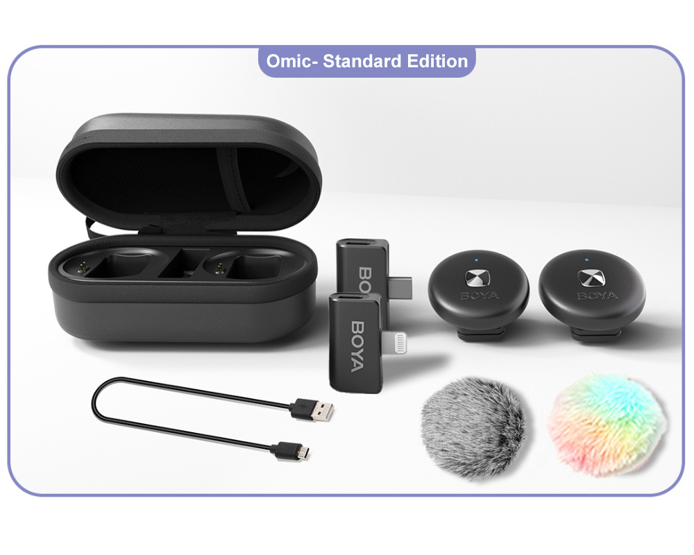 BOYA Omic Series ไมโครโฟนไร้สายแบบ Dual-Channel พร้อมเคสชาร์จสําหรับการ ...