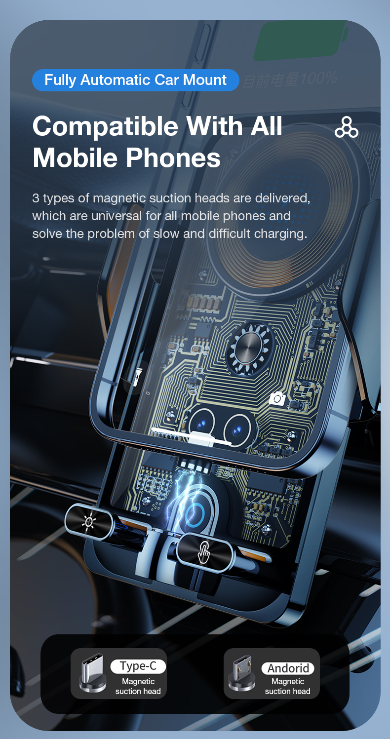 EYD F18 66W Car Wireless Charger ที่วางโทรศัพท์แบบหนีบอัตโนมัติสำหรับ | Shopee Thailand