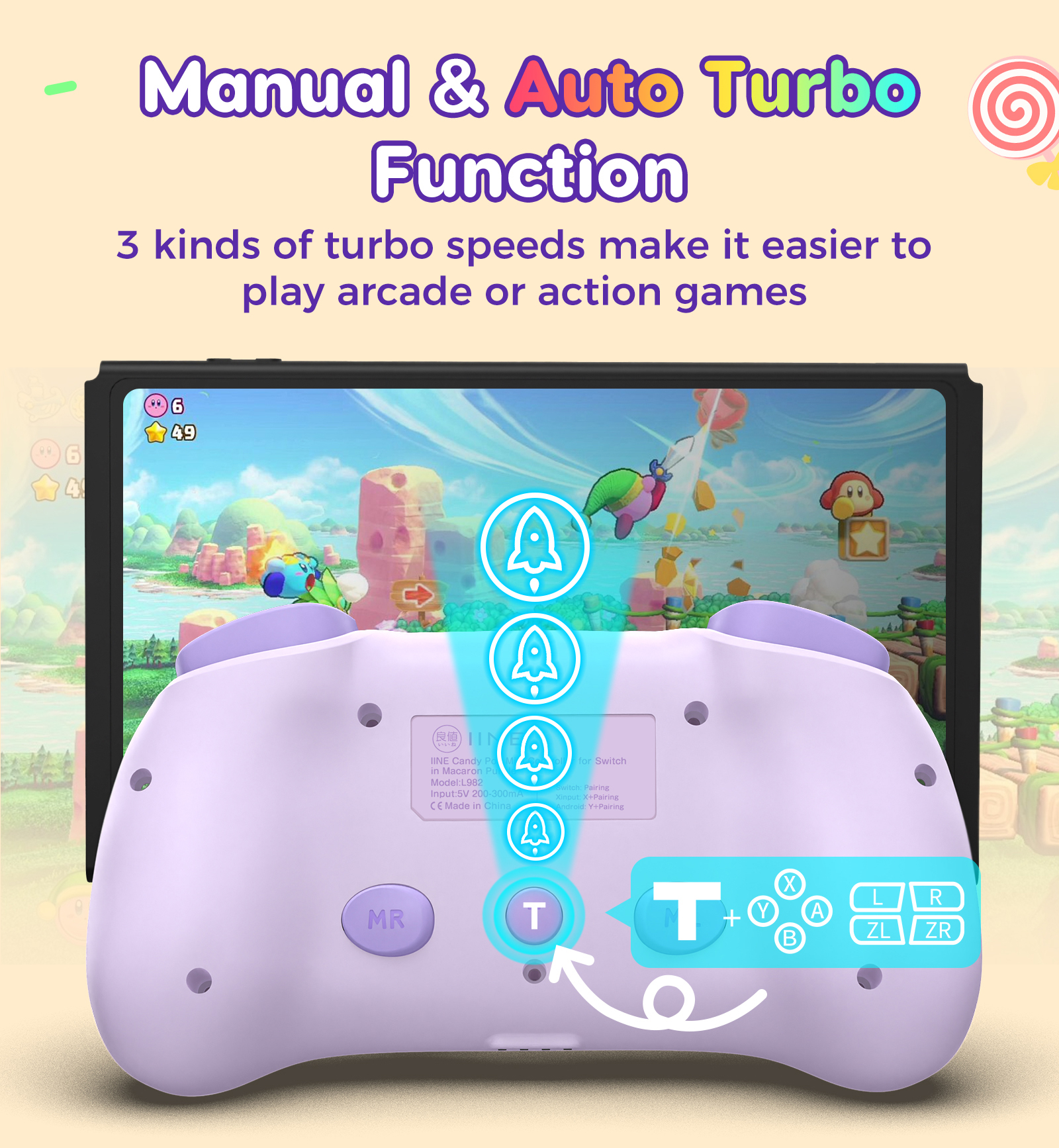 Iine Candy Pop Mini Controller สําหรับสวิทช์/Android/IOS/PC พร้อมฟังก ...