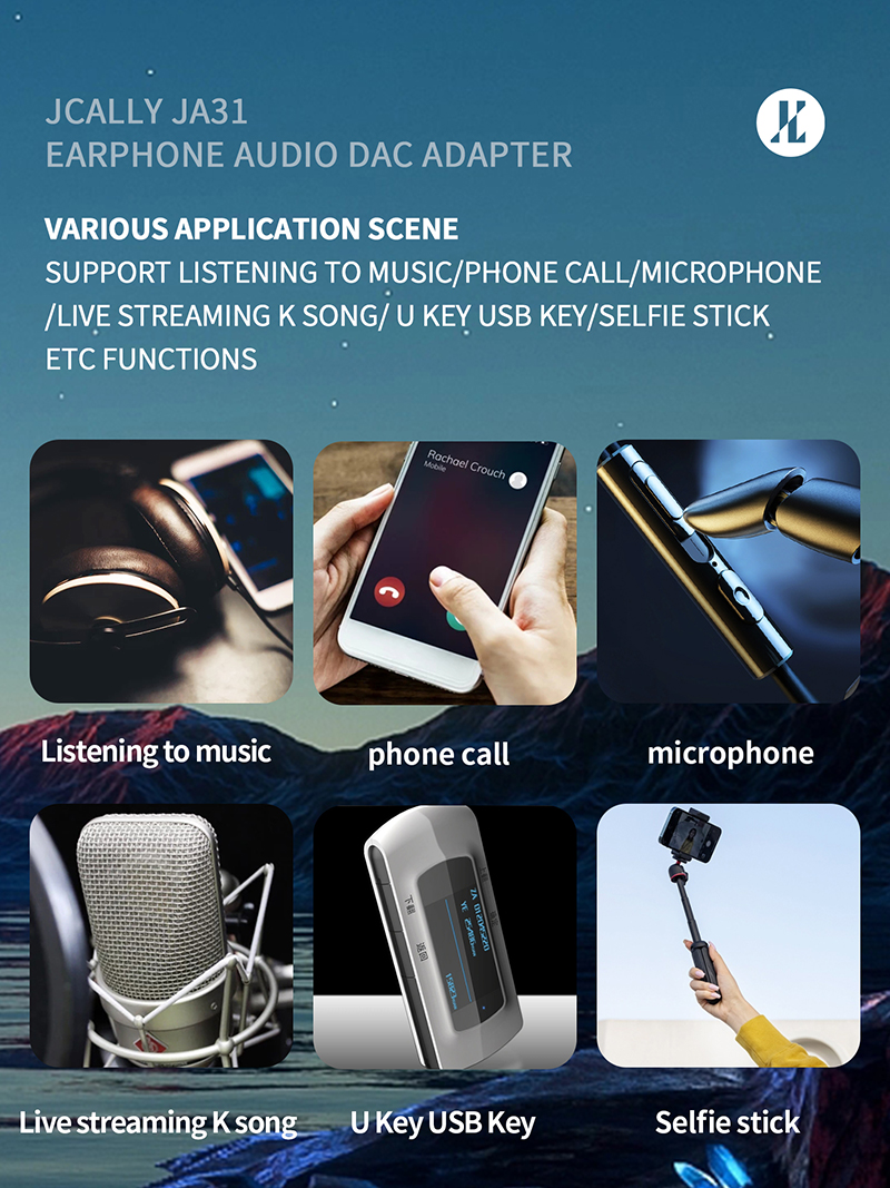 Jcally JA31 Digital Audio Typec Mini Adapter DAC โทรศัพท ์ หูฟังอะแดปเต ...