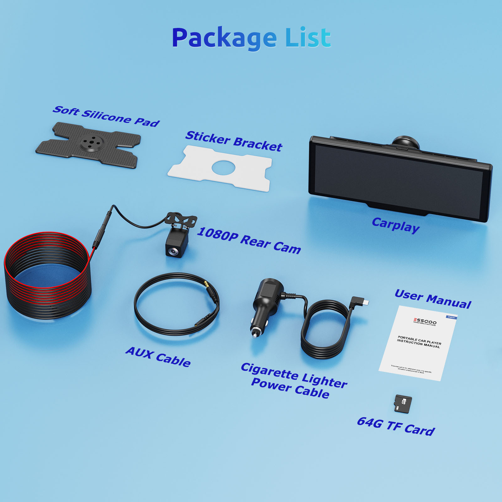 ESSGOO CarPlay Android Auto 7 นิ้วIPS Touch Screen เครื่องเล่นแบบพกพา ...