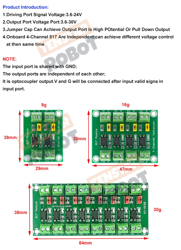Pc817 2/4/8 Channel Optocoupler Isolation Board ตัวแปลงแรงดันไฟฟ ้ าอะ ...