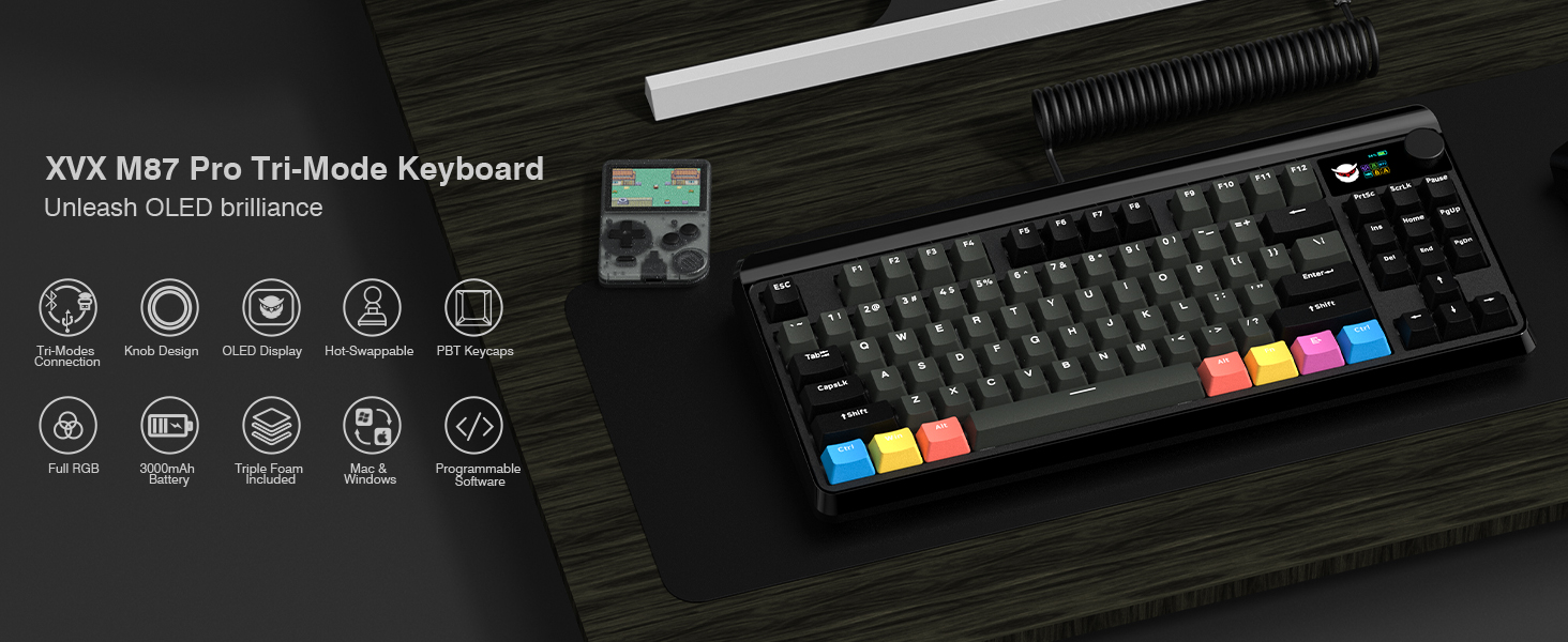Xvx M87 Pro Tri-Mode Smart Display คีย ์ บอร ์ ดแบบกลไก (Coral Sea ...