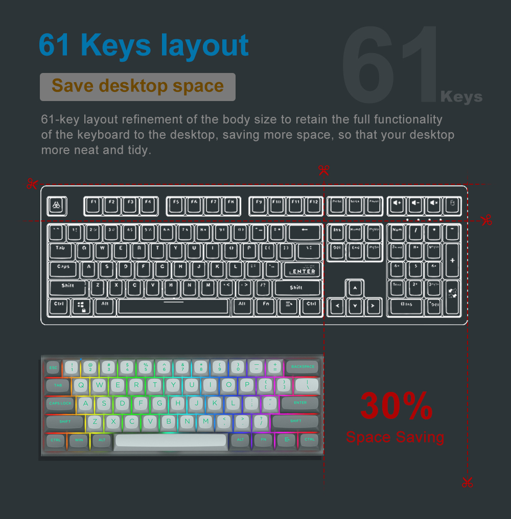 E-yooso Hz-61 RGB USB Mini 8K RT คีย์บอร์ดเกมกลสวิทช์แม่เหล็ก 61 คีย์สําหรับคอมพิวเตอร์พีซีแล็ป ...