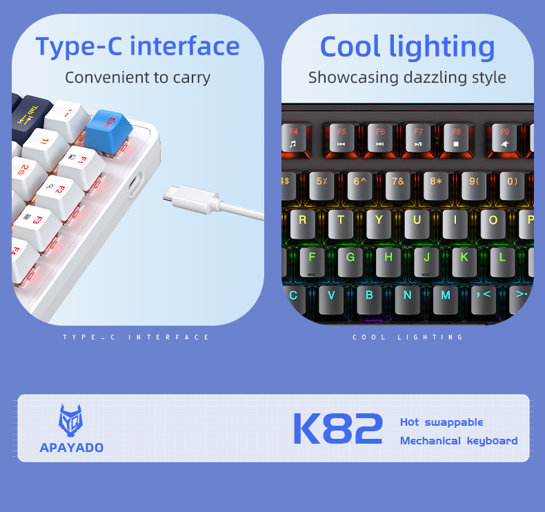K82 Multifunctional Knob Wired Mechanical Keyboard,82 คีย์,แบบถอด ...