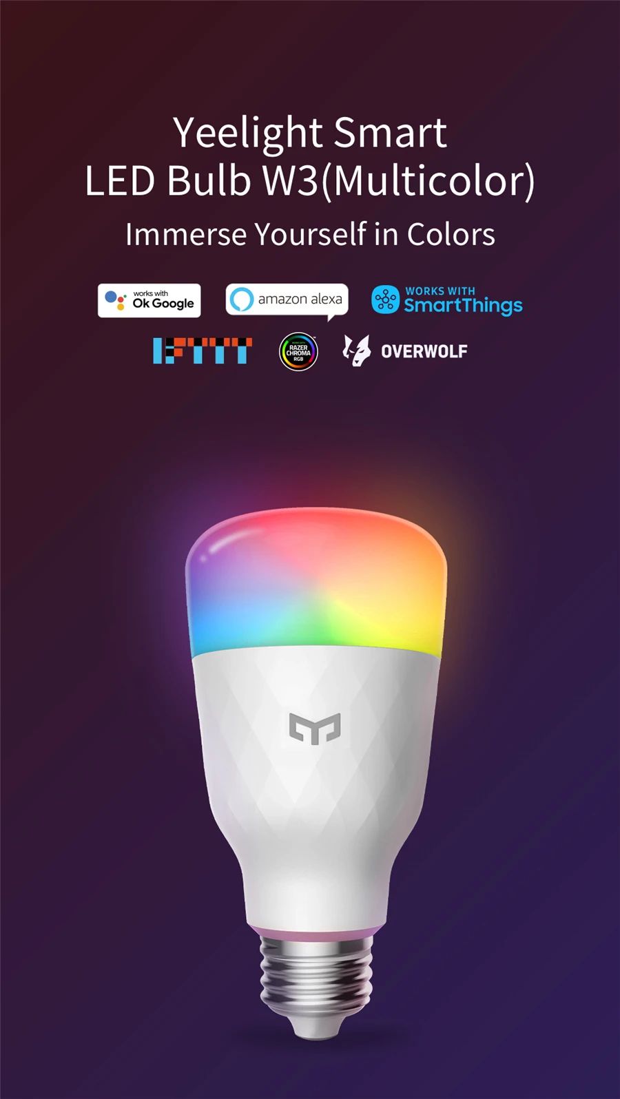 Yeelight หลอดไฟ LED ที่มีสีสัน W3 1S 1SE Smart LED Bulb แอพอัจฉริยะ ...
