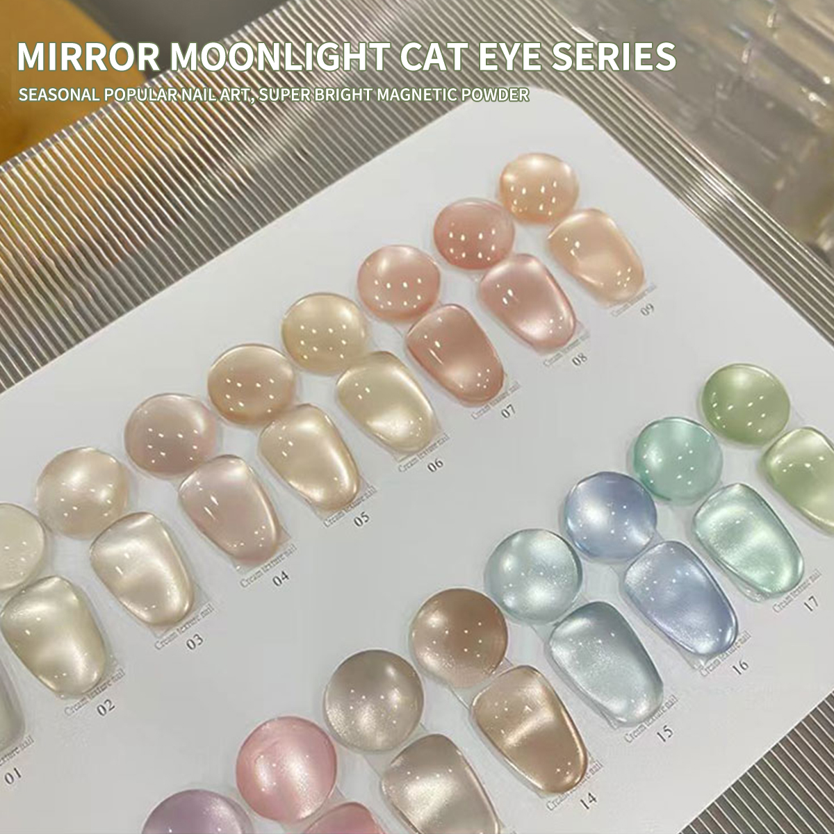 1 PC 10Ml 18 สีกระจก Moonlight Cat Eye ชุดเจลแม่เหล็กแช่ UV LED Cat Eye ...