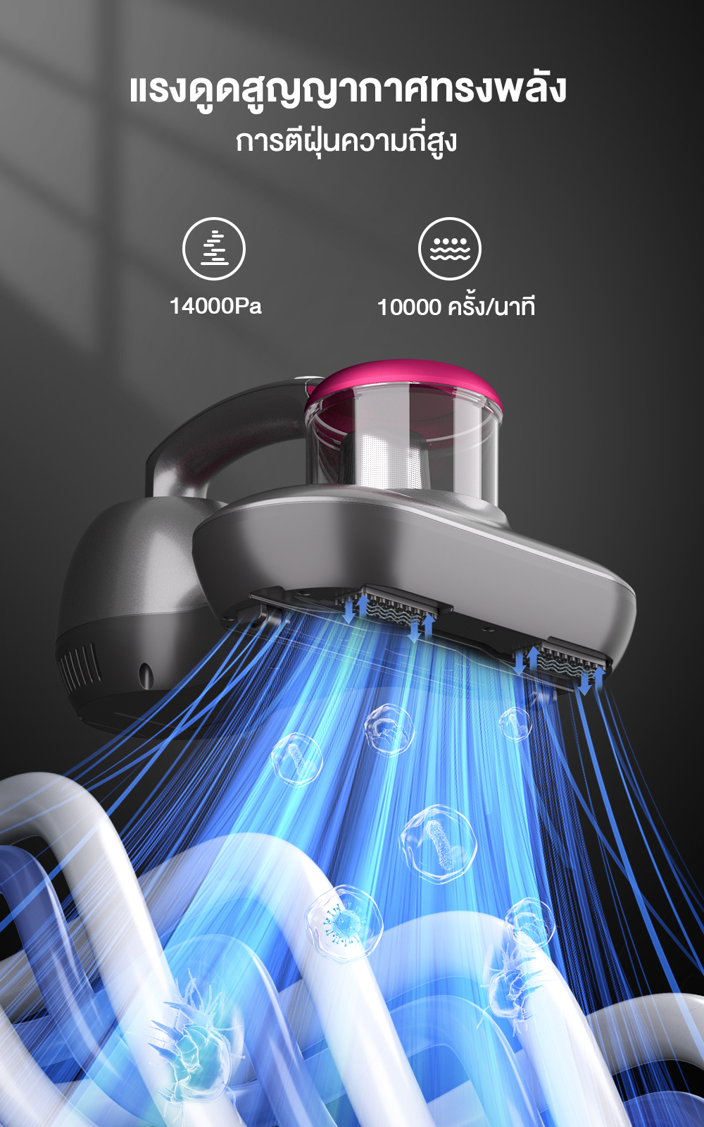 Simplus 14000pa UV-C เครื่องกำจัดไร เครื่องกำจัดไร การตีความถี่สูง เครื่องดูดฝุ่นบนเตียง การทำ ...