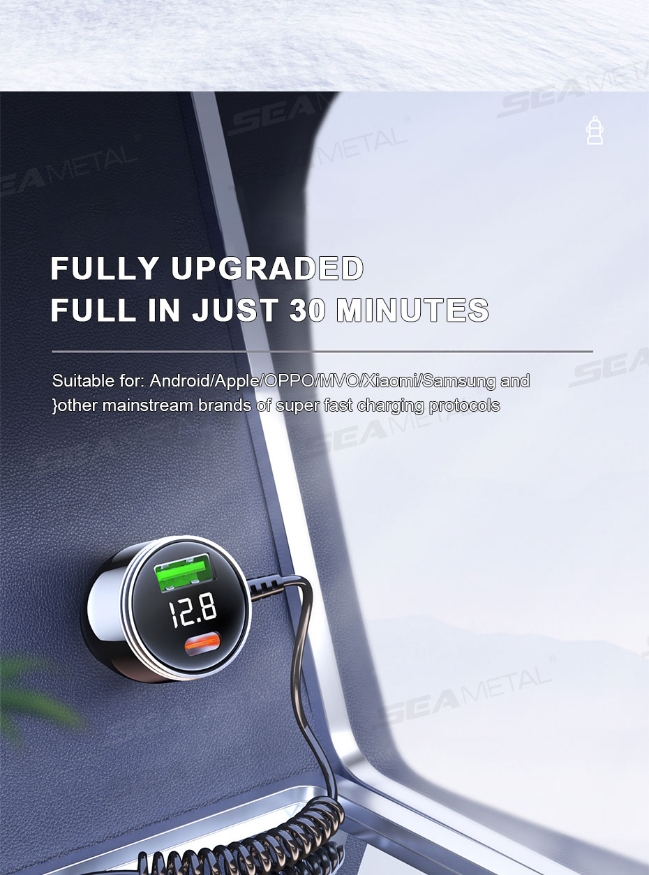 เครื่องชาร์จในรถยนต์ 230 W สายชาร์จ ที่รวดเร็วชนิด C QC 3.0 USB ที่ ...