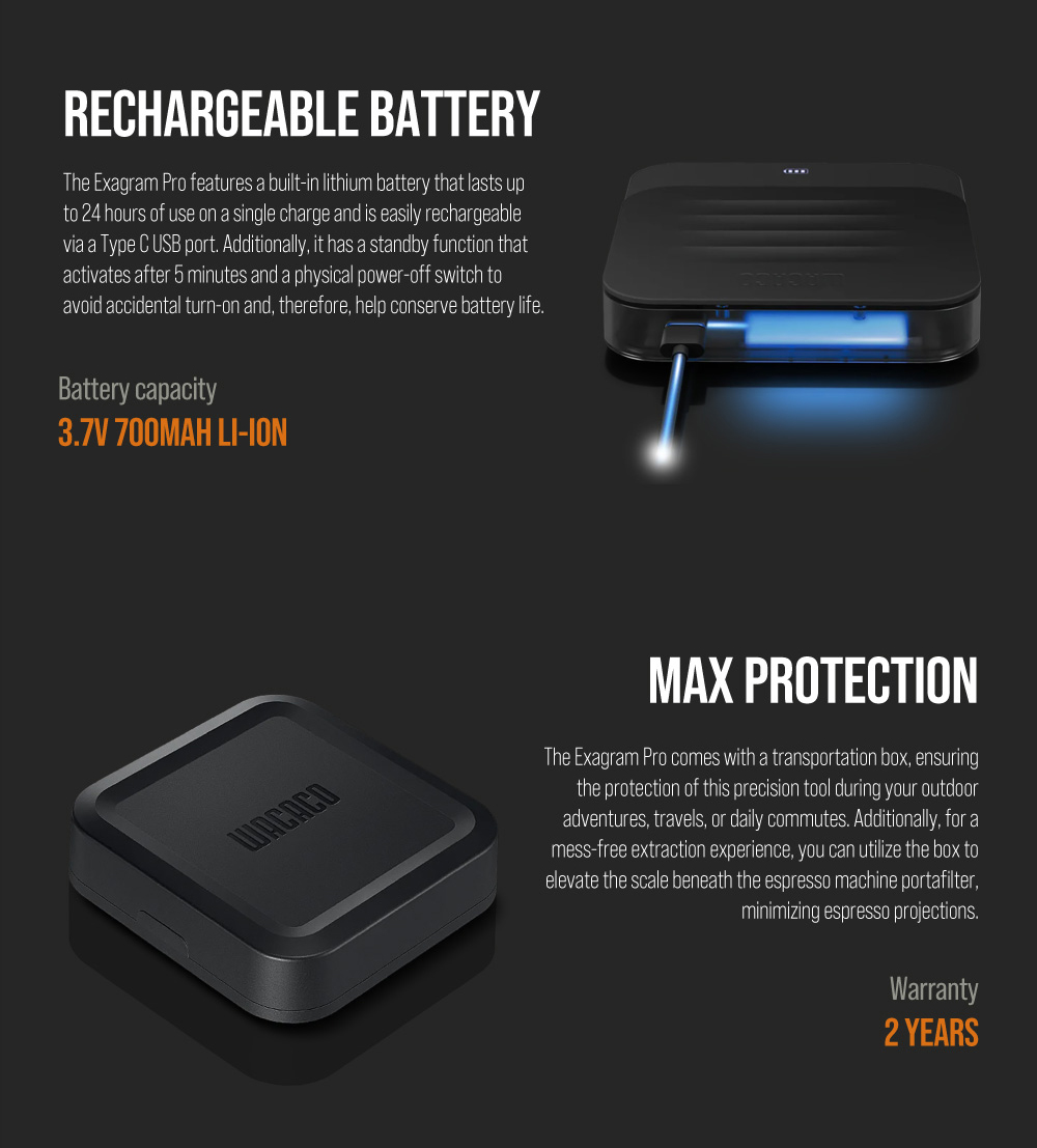 Wacaco Exagram Pro Coffee Scale พร้อมตัวจับเวลา 0.3g จบการศึกษาที่ ...