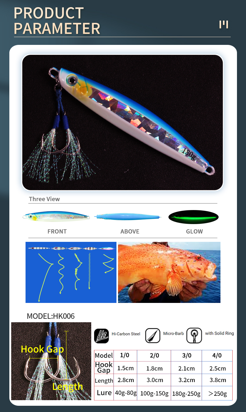 TEASER【J7】180g 220g ช้าโลหะ Jigs ตะกั่ว Lure Falling Sinking Glow ...