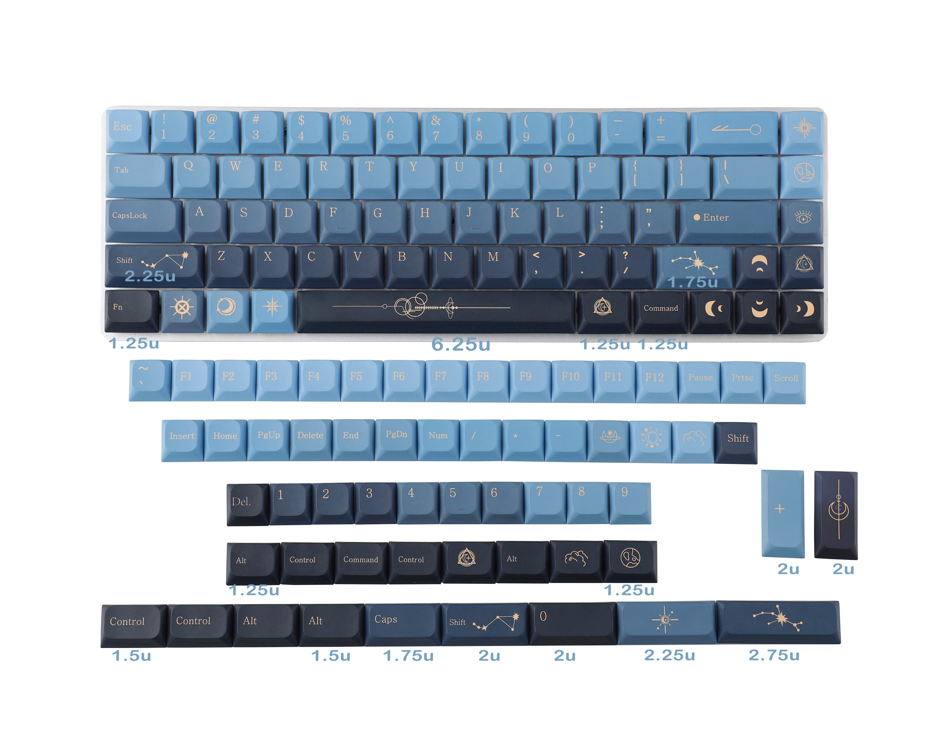 127 Ultra-slim Mx Low Profile Dye Sub PBT Keycaps สําหรับ Mx 61 64 68 ...