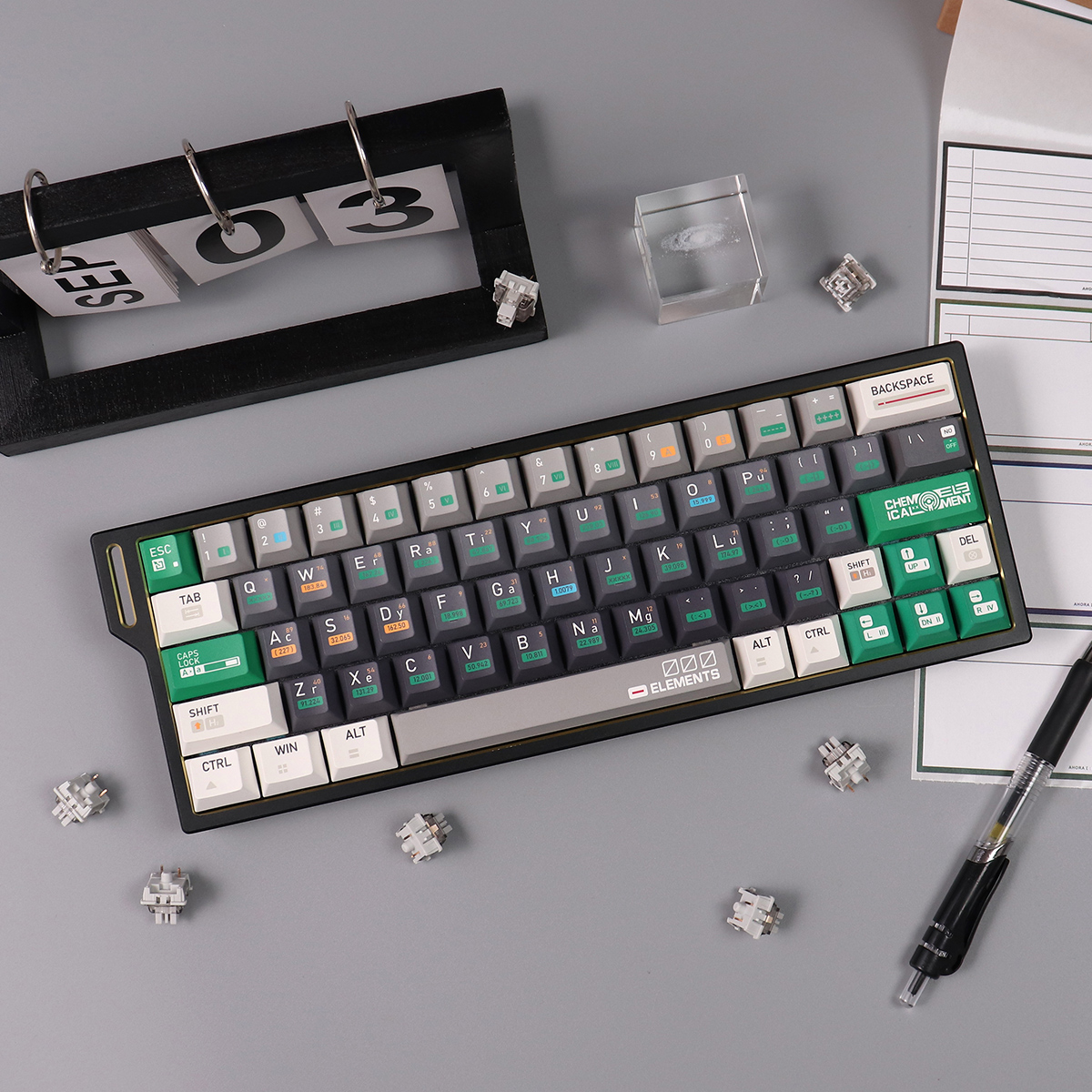 เคมี 003 Keycaps PBT Dye-sub Cherry Profile Keycap Custom Keycaps ใช้ ...