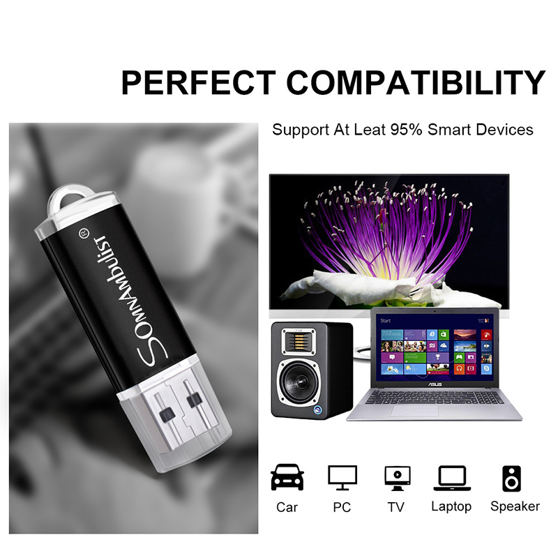 ไดรฟ์ USB2.0 โลหะสีดํา 1GB/2GB/4GB/256M/512M Stick สําหรับลําโพง ...