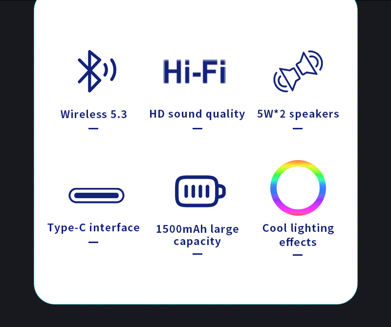 RECCI RSK-W38 เครื่องเล่นบลูทูธไร้สาย Bluetooth 5.3 ประสิทธิภาพการทำงานของไฟ RGB รับประกัน 1 ปี ...