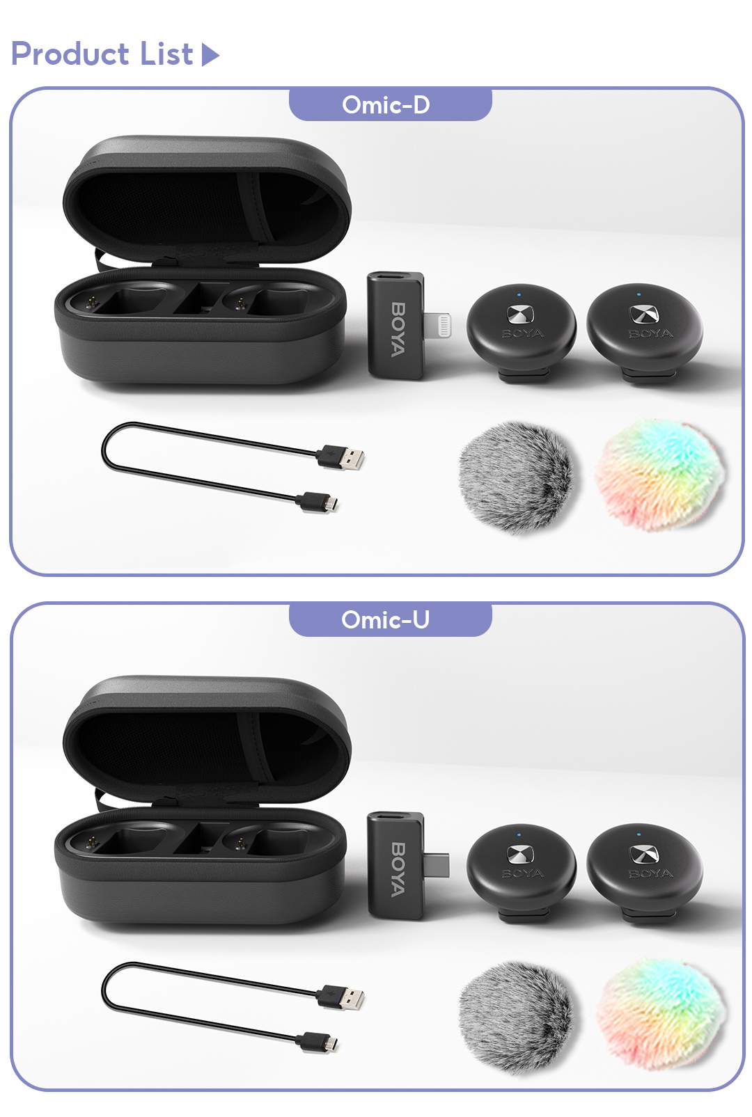 Boya Omic Series ไมโครโฟนไร้สายแบบ Dual-Channel พร้อมเคสชาร์จสําหรับการ ...