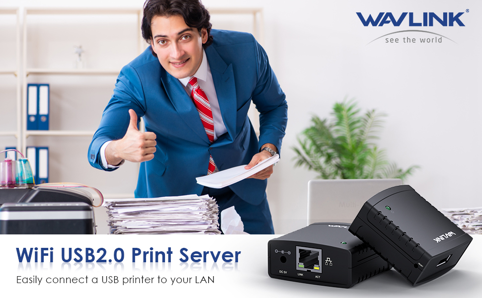 Wavlink USB2.0 Wireless Print Server Wifi พร้อม LAN Print Share Server ...