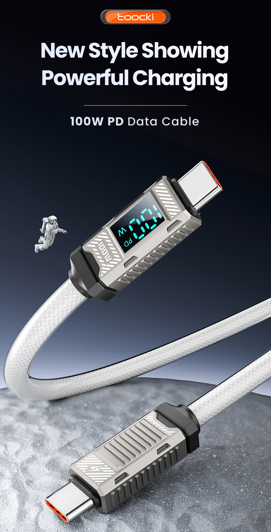 Toocki PD 100W Type C To Type C Digital Display Cable Fast Charging 20W ...