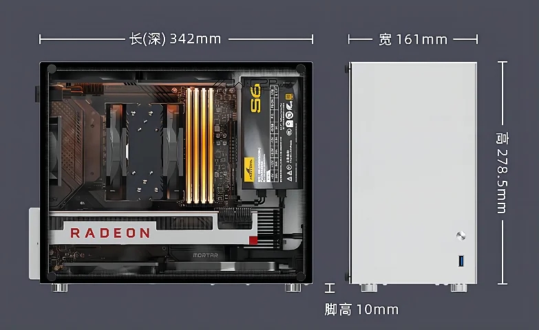 Zzaw C2P/C2 อลูมิเนียมทั้งหมด MATX กรณีด้านข้างกระจกนิรภัย ATX แหล่งจ่ายไฟ Mini Gaming ...