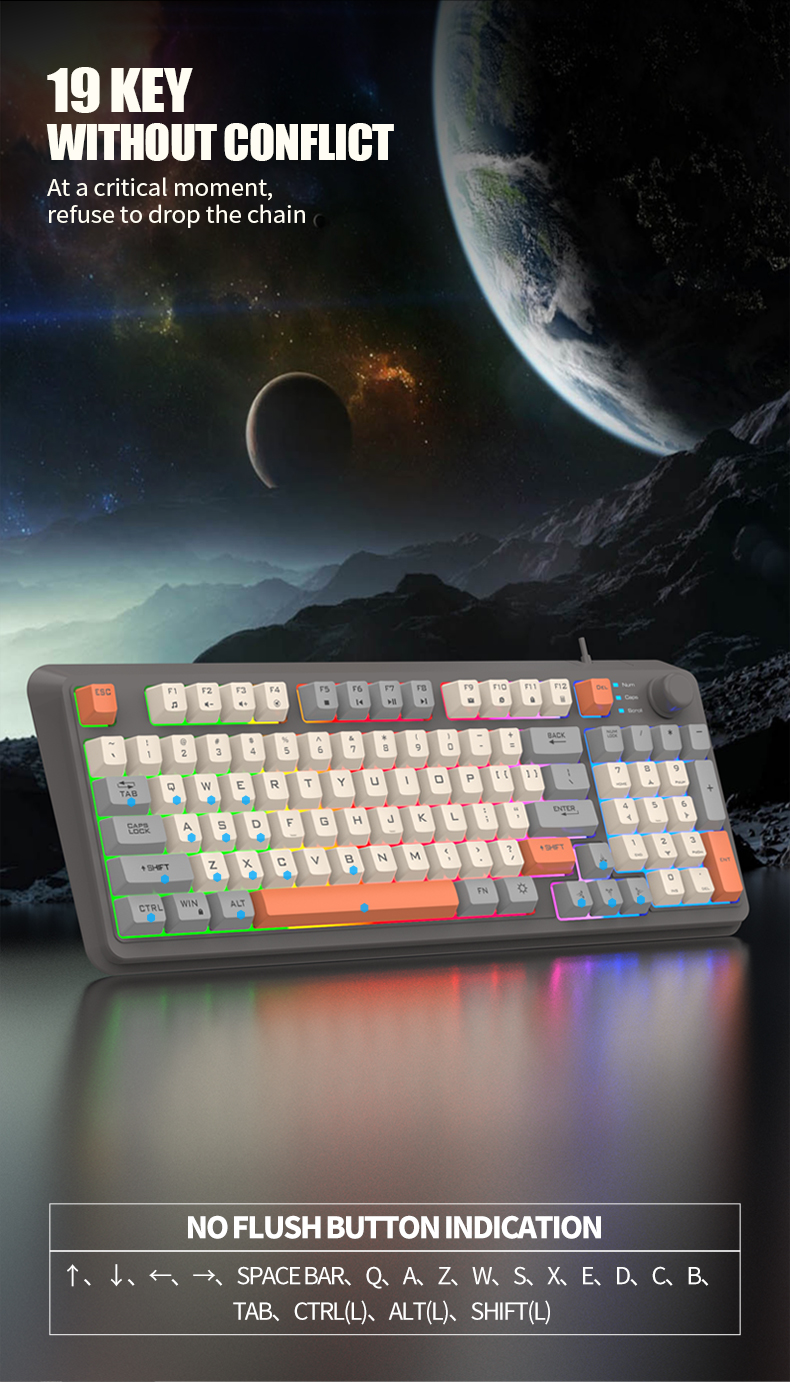 Backlit Gaming Mechanical Keyboard Gamer RGB Mechanic Kit USB แบบมีสาย ...