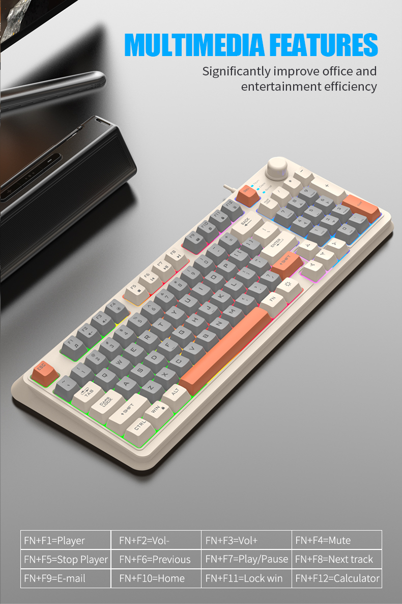 Backlit Gaming Mechanical Keyboard Gamer RGB Mechanic Kit USB แบบมีสาย ...