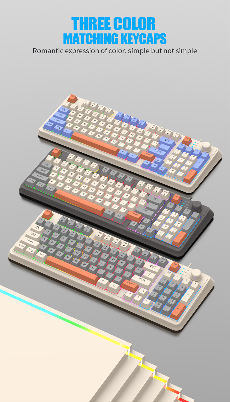 Backlit Gaming Mechanical Keyboard Gamer RGB Mechanic Kit USB แบบมีสาย ...